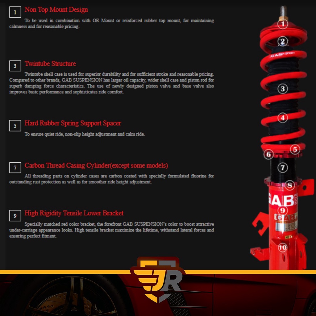 GAB HE Hi Low High Low Body Shift Adjustable Absorber Vios Myvi Bezza ...