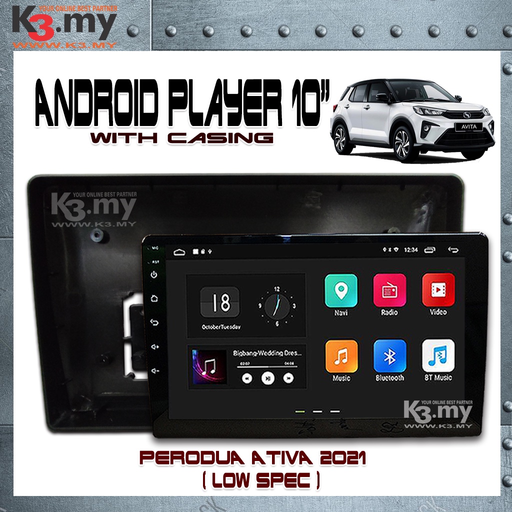 Perodua Ativa 2021 10''Android Player GPS Waze + Casing (Set) Plug ...
