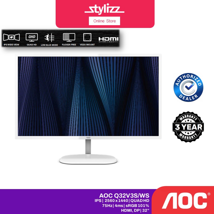 AOC Q32V3S/WS QHD 32" MONITOR - sRGB 101%, IPS PANEL, 2K RESOLUTION ...