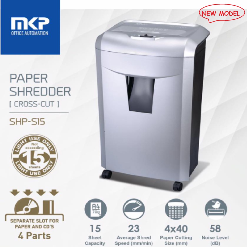 MKP Paper Shredder Crosscut SHP-S15 (15 sheets) | Shopee Malaysia