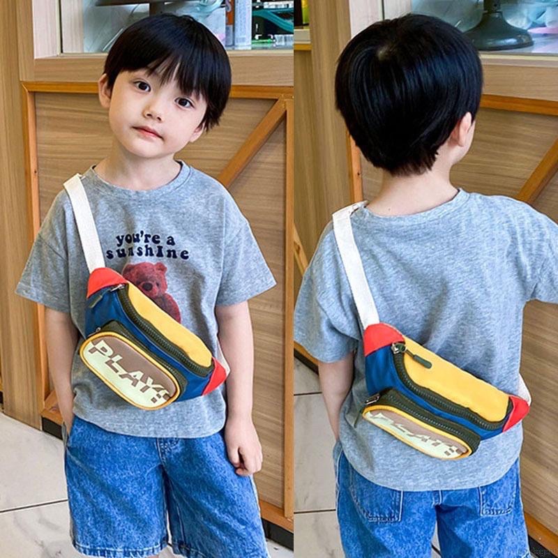 Korean Kid Boys Cool Splicing Color Sling Bag Waist Bag Crossbody Bag ...