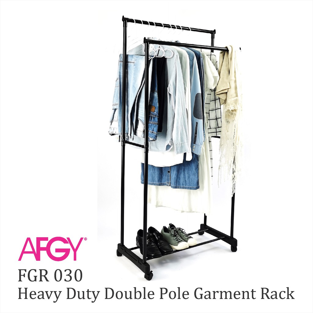 AFGY FGR 030 Heavy Duty Double Pole Garment Rack / Rak Baju, Pakaian ...