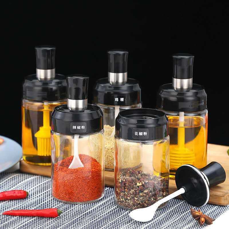 Glass Seasoning Bottle Salt Condiment Airtight Jar Spice Container for ...
