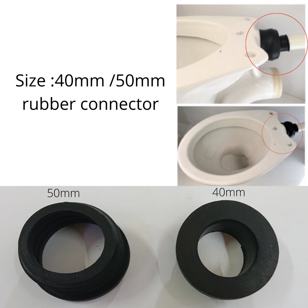 TOILET WC BLACK RUBBER CONE FOR LOWER LEVEL CISTERN PIPE / FLUSH PIPE ...