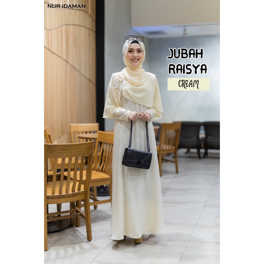 [NEW ARRIVAL] JUBAH RAISYA color CREAM material Fursan & Chiffon Lace ...