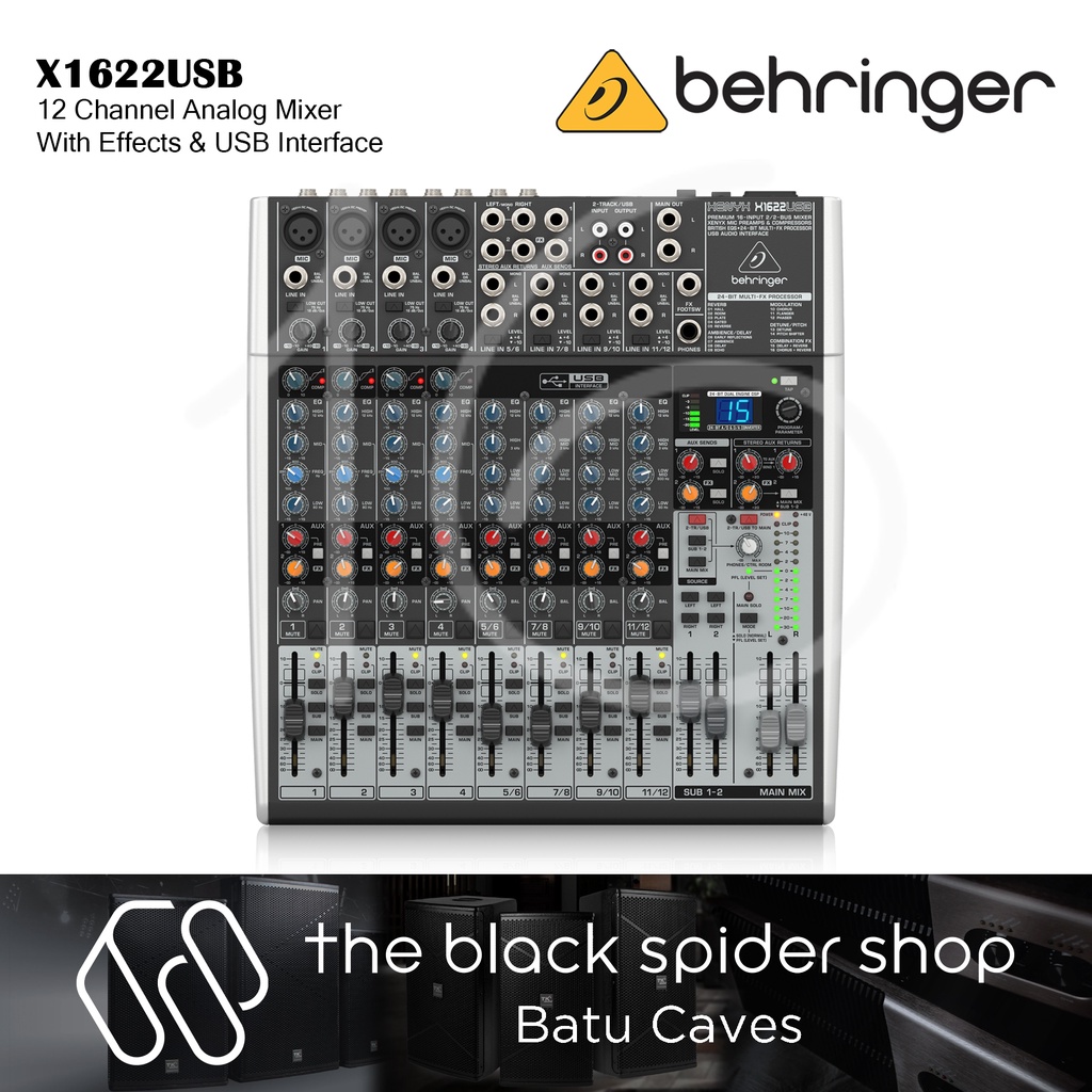 Behringer Mixer XENYX X1622USB 12 Channel Mixer with Effects and USB ...