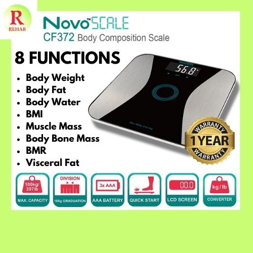 NOVOSCALE CF372 Body Composition Scale// Body Fat Weight Water Muscle ...