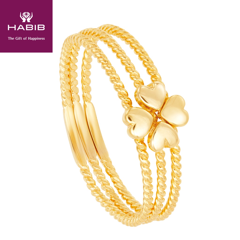 HABIB Oro Italia Strato Clover Yellow Gold Ring, 916 Gold | Shopee Malaysia