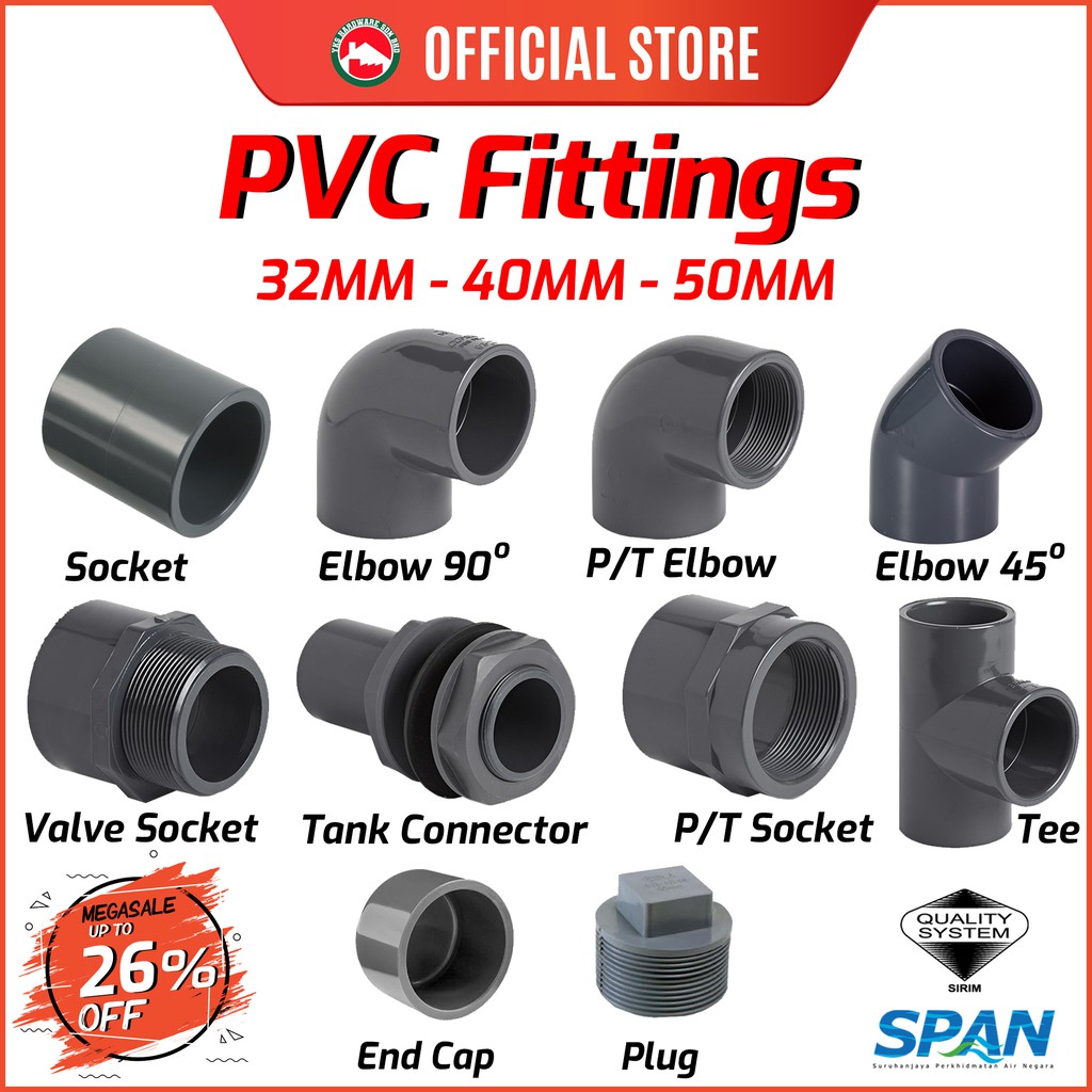 32MM / 40MM / 50MM PVC FITTING CONNECTOR - Pipe & Fittings System ...