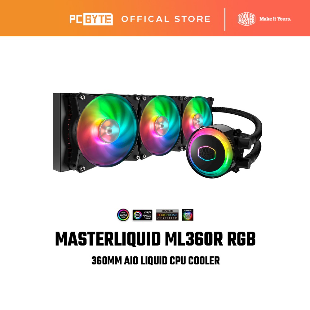 Cooler Master MasterLiquid ML360R ARGB 360mm AIO Liquid CPU Cooler ...