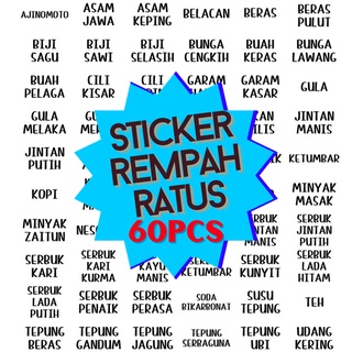 60 pcs Sticker Transparent/Mirrorcoat Label Barang Dapur, Rempah Ratus ...