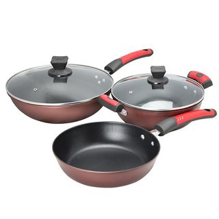 Premium Set of 5 Non Stick Cookware- Maroon,Kuali set, Kuali Tidak ...