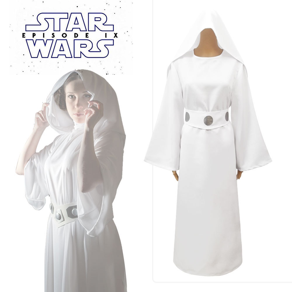 Starr Wars Cos Princess Leia White Dress Cosplay Adult Cosplay Costume Shopee Malaysia