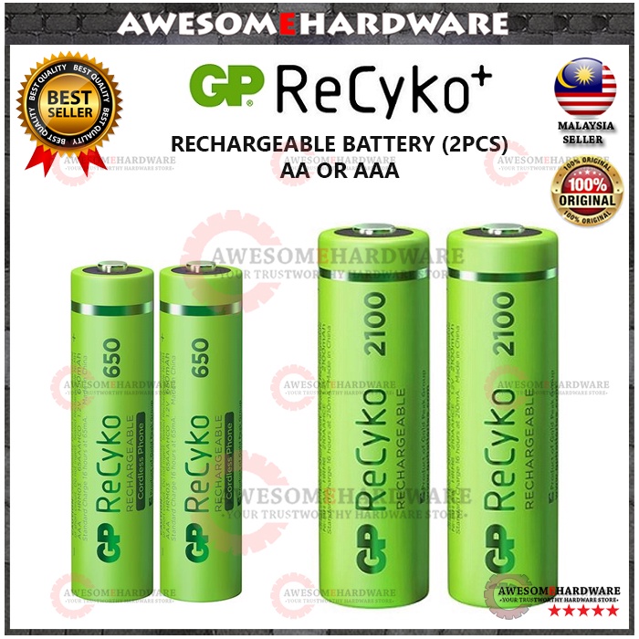 (AA, AAA) GP RECYKO RECHARGEABLE BATTERY 2100MAH 650MAH BATERI CHARGE ...
