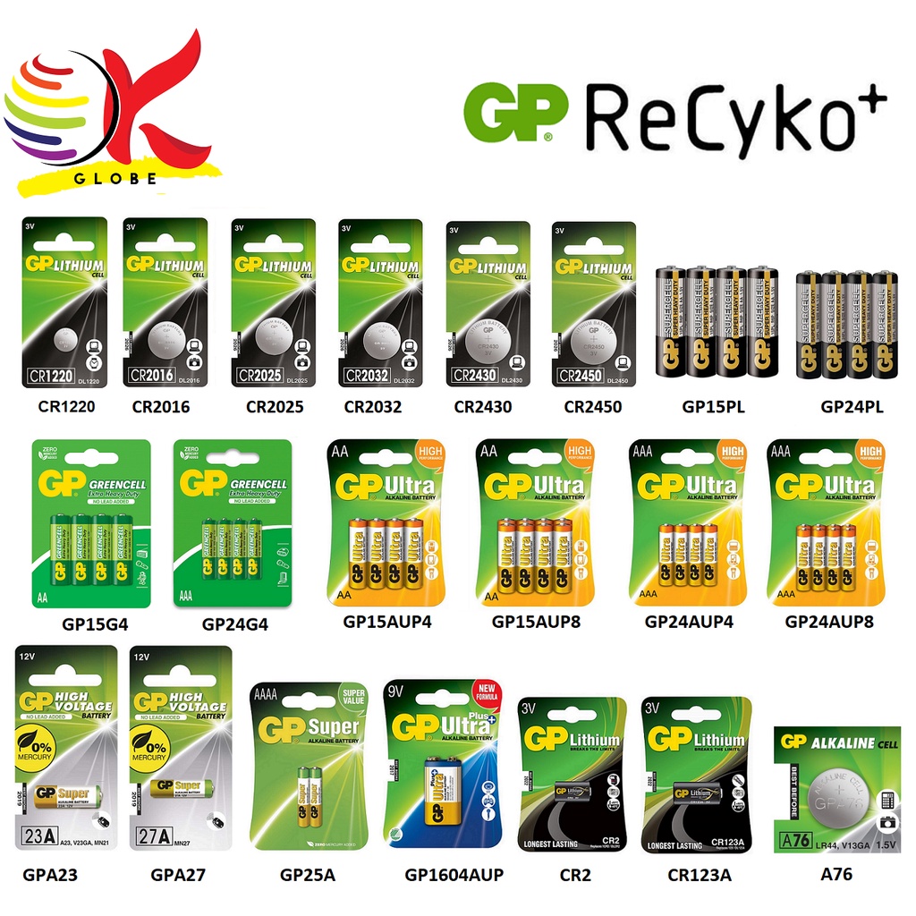 GP ALKALINE BATTERY AA / AAA / AAAA / 9V / GREENCELL/ C / D / SUPERCELL ...