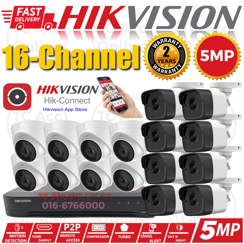 HIKVISION 5MP 🌟16-CHANNEL🌟 2HDD CCTV Ultra HD 1920P 5.0MP HIK 16CH DVR ...