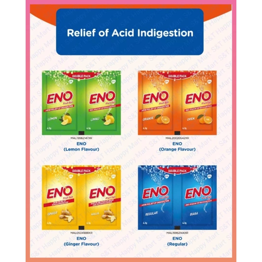 ENO Fruit Salt (Original / Orange / Lemon / Ginger) 2 Sachets X 4.3g ...