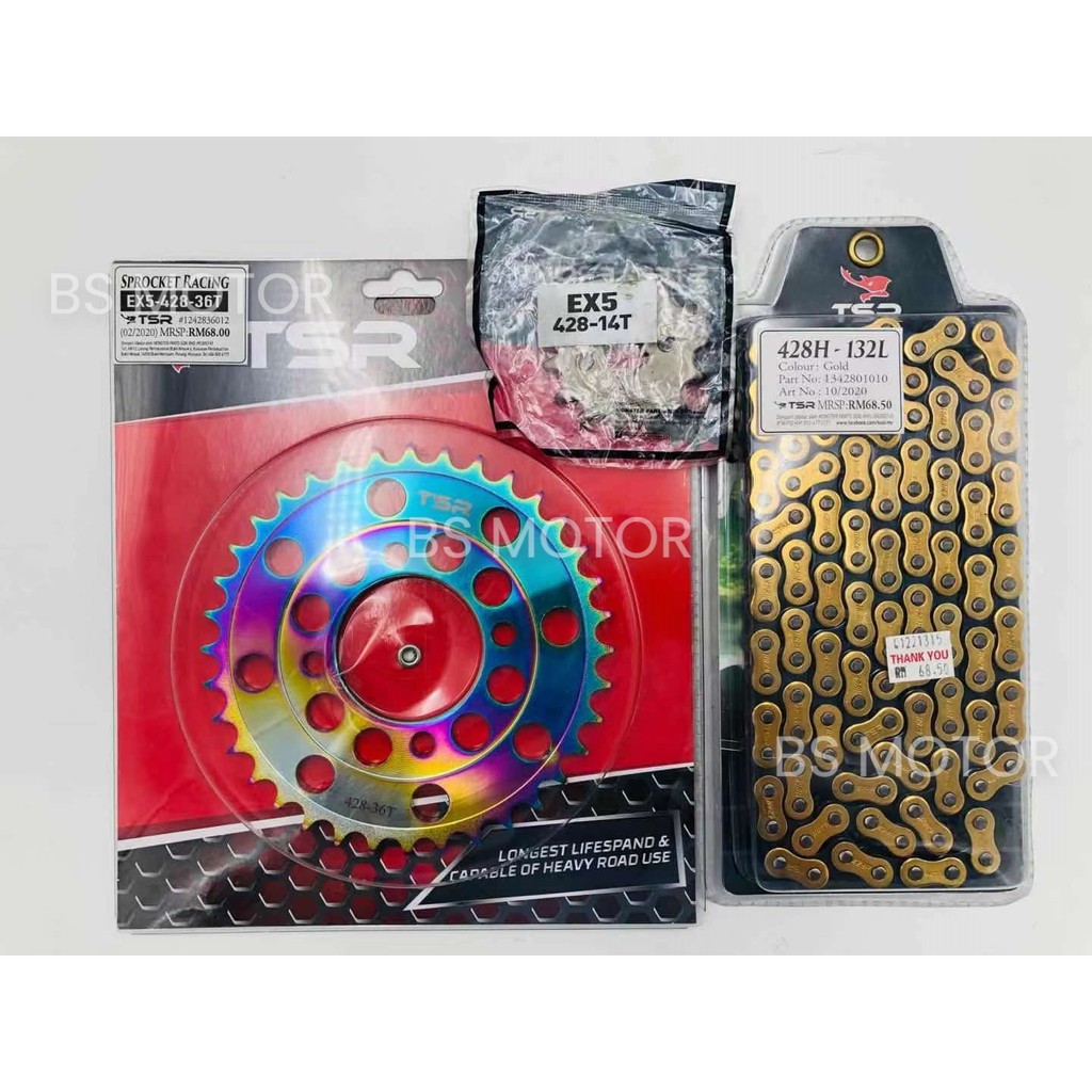 (COMBO SET) (100% ORIGINAL) TSR HONDA EX5 FRONT&REAR 14T&36T + 132L ...