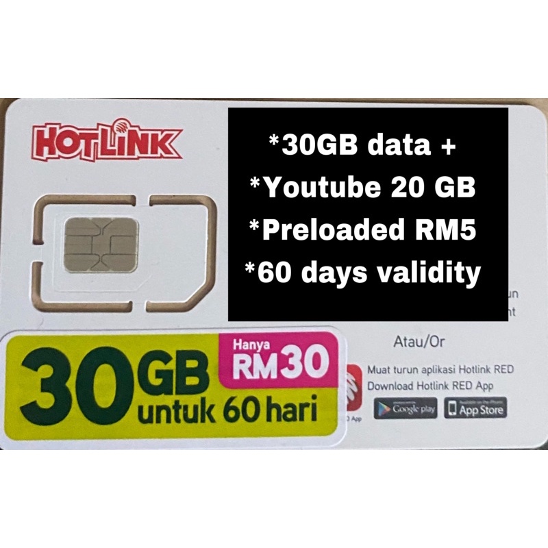 MAXIS/HOTLINK SIM CARD /INTERNET DATA 30GB+20 GB/YOUTUBE | Shopee Malaysia