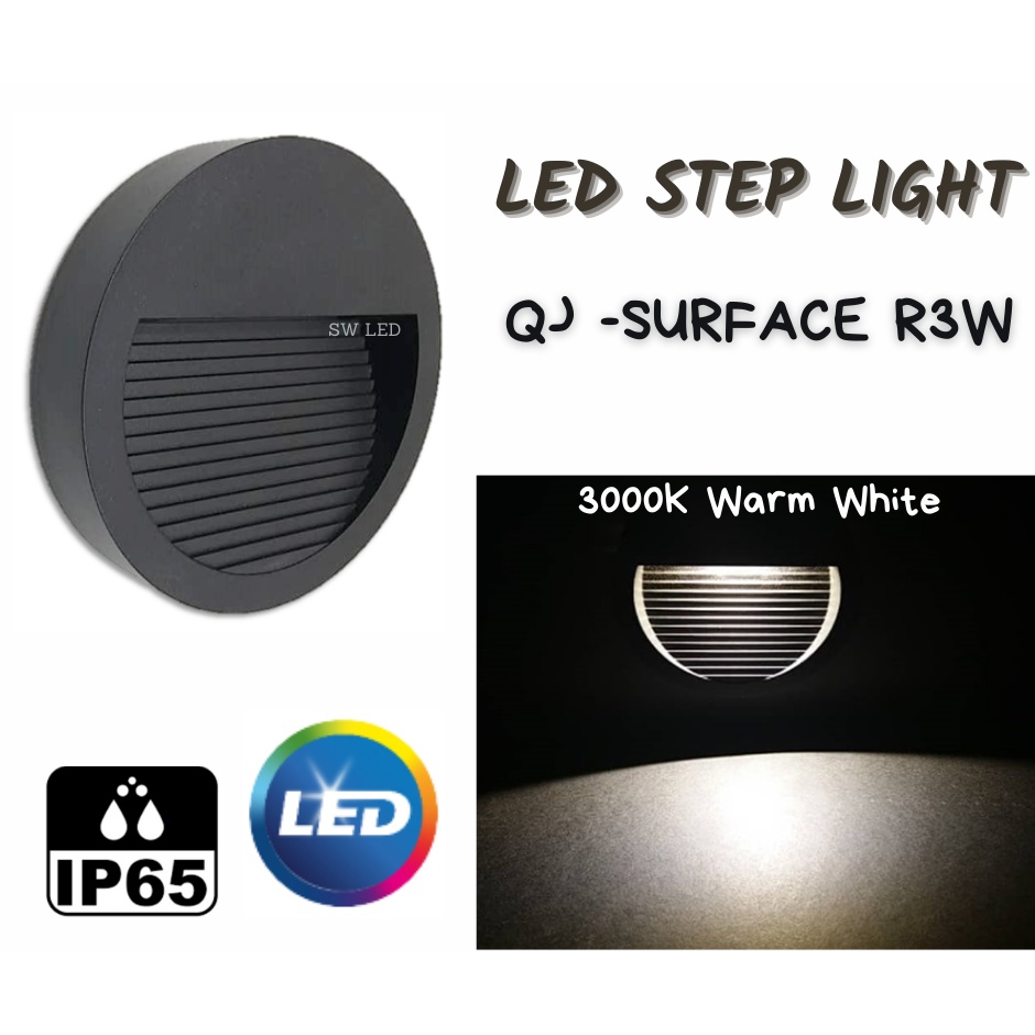 LED STEP LIGHT 3W 3000K WARM WHITE IP65 WEATHERPROOF(SURFACE MOUNTED ...