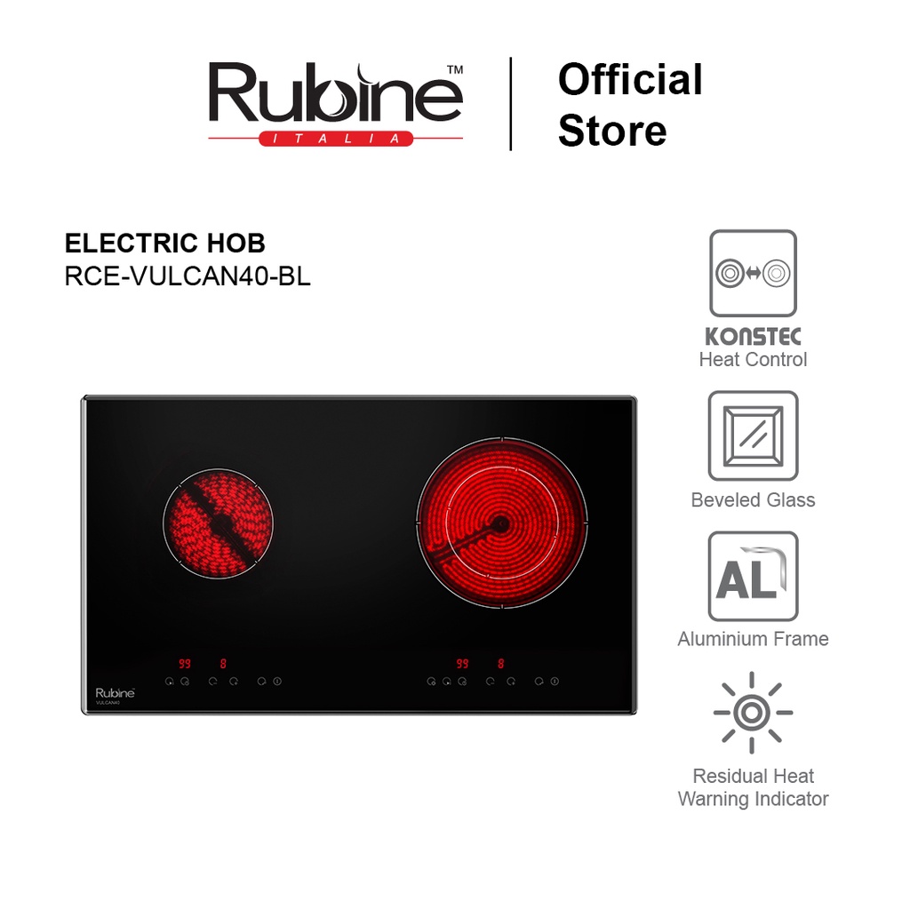 RUBINE RCE-VULCAN40-BL Electric Hob with power up to 4000w | Shopee ...