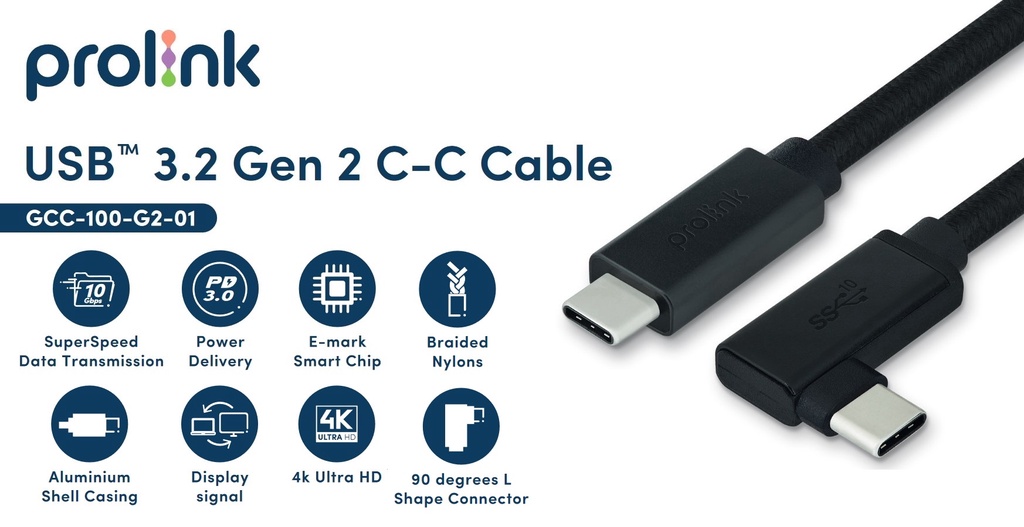 [E-Mark Chip] Prolink 100W PD USB-C 3.2 Gen 2 Fast Charging Thunderbolt ...