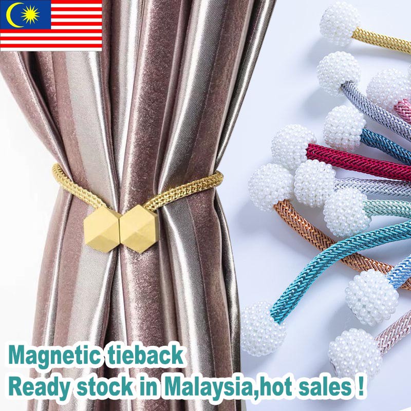 1Pcs Langsir Magnet Curtain Belt Woven Rope Imitation Pearl Buckle Free ...