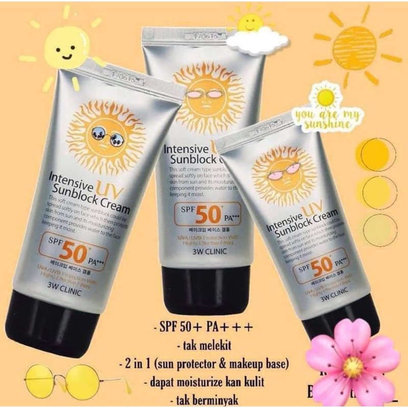 💥3w Clinic Sunscreen Intensive UV SUNBLOK CREAM💥 | Shopee Malaysia