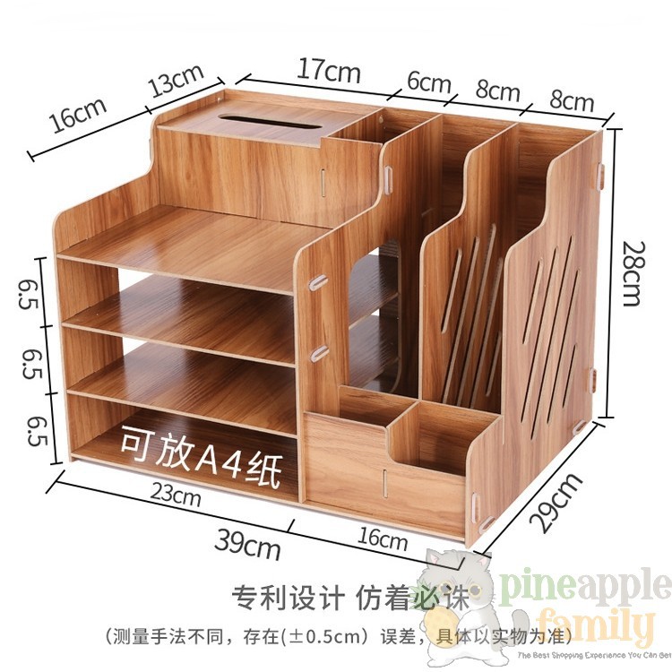 Wood Desktop Office Supplies Organizer Magazine Document Folder Rack ...
