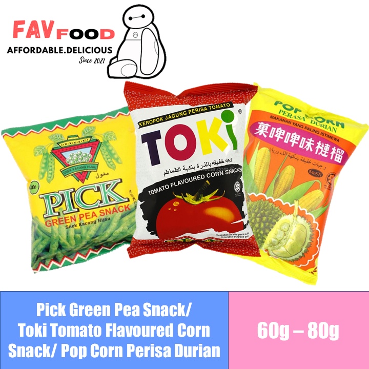[HALAL] 60g - 80g Pick Green Pea Snack/ Toki Tomato Flavoured Corn ...