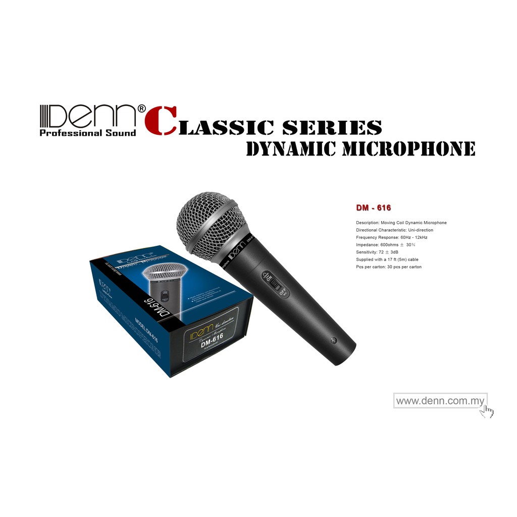 DENN DM-616 Moving Coil Dynamic Microphone | Shopee Malaysia