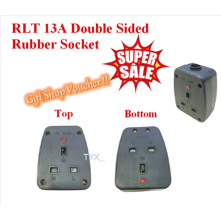 [ Super Sale !! ] 13A Double Sided Rubber Socket | Shopee Malaysia
