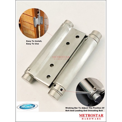 St Guchi 4'' Stainless Steel Heavy Duty Spring Hinges Double Action ...
