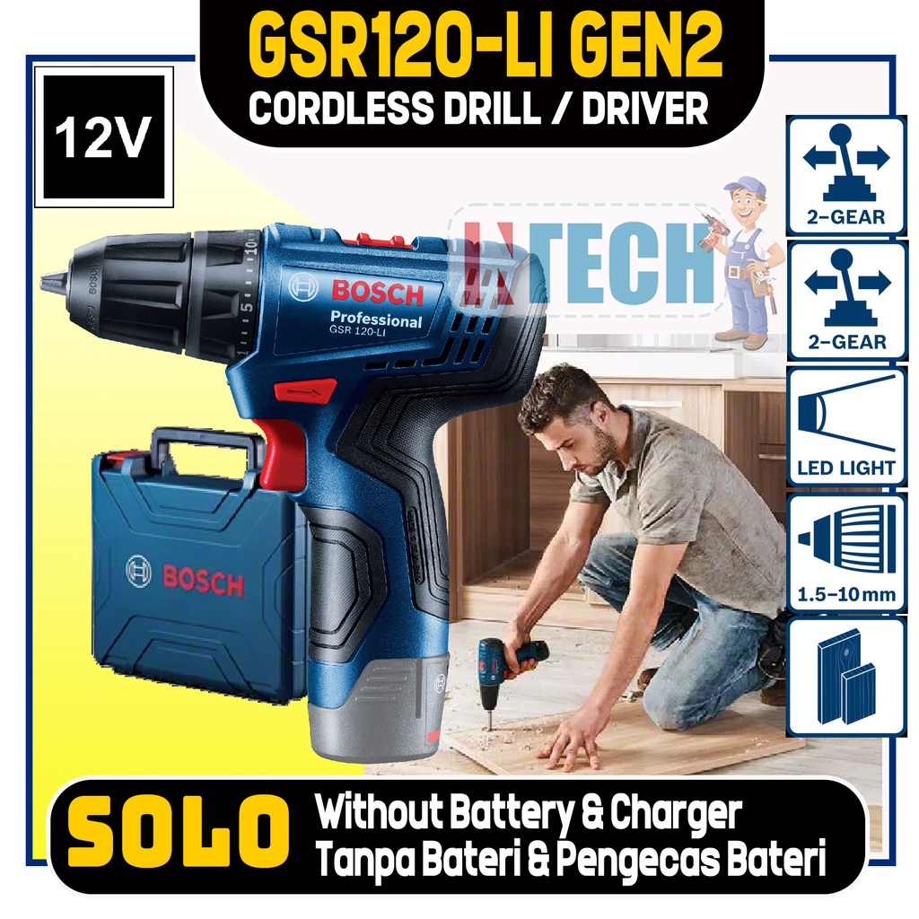 BOSCH GSR120-LI (SOLO) 12V CORDLESS DRILL / DRIVER - WITHOUT BATTERY ...