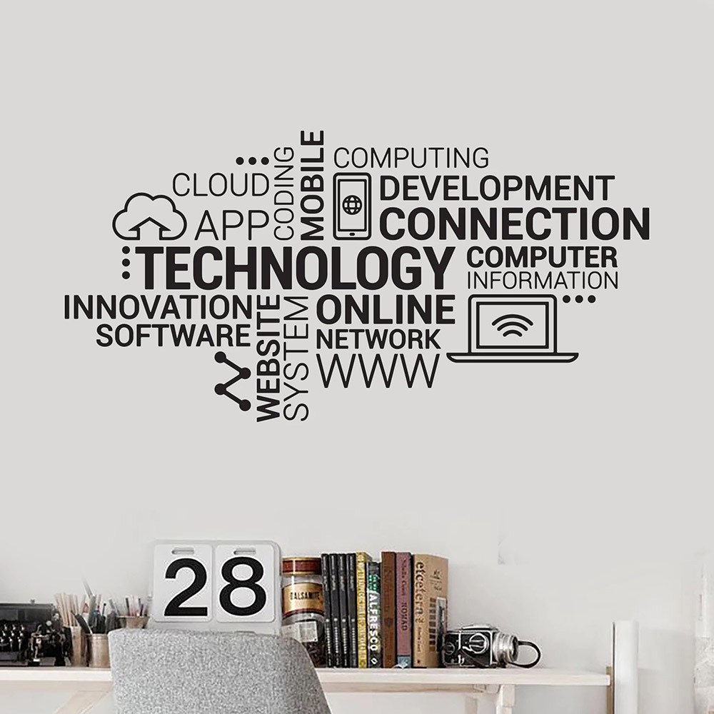 Technology Letters Vinyl Wall Decal Company Internet Innovation Words ...