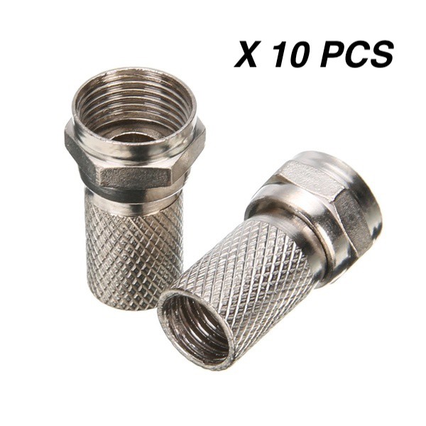 10PCS x RG6 Connector F Type / Twist-On Coax Coaxial Cable RF Connector ...