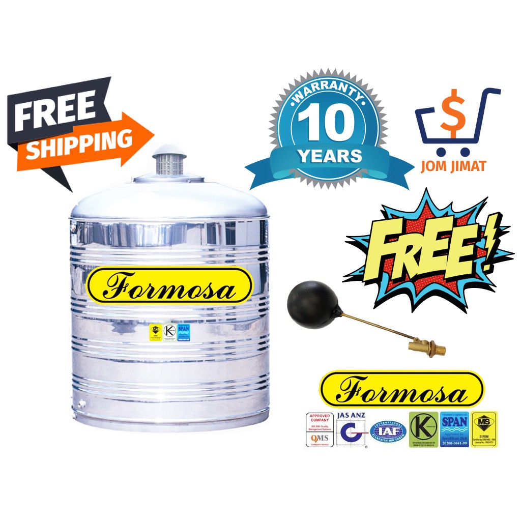 Formosa (FREE Brass Float Valve) Stainless Steel (SUS-316) Water Tank ...