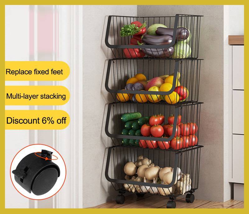 Rack Trolley Storage Rack Stainless Steel Rack Fruit Vegetable Rack ...