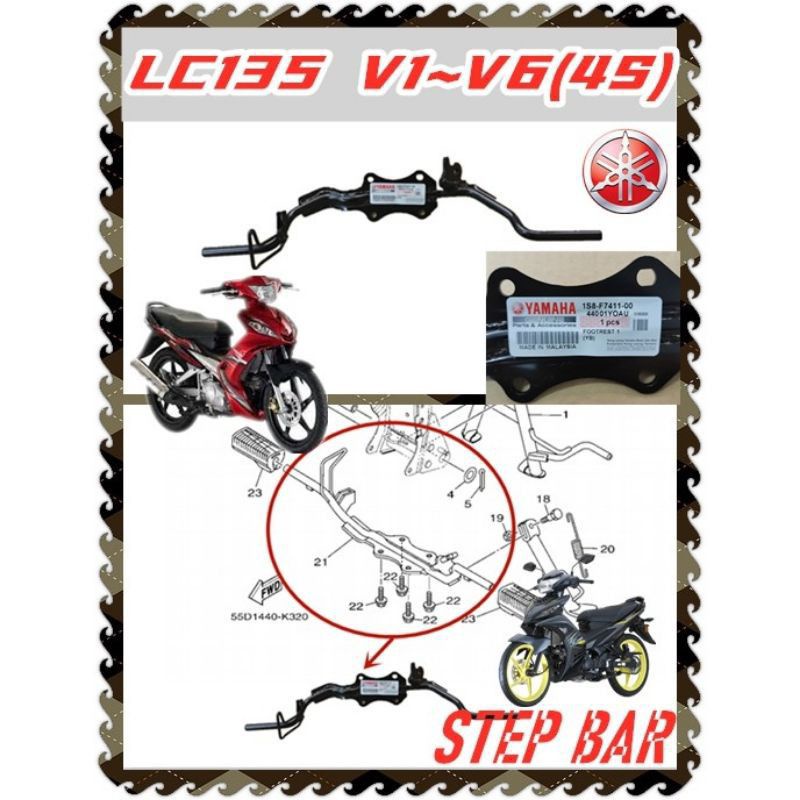100% ORIGINAL HONG LEONG YAMAHA LC135 V1 LC135 V2 ~V6 ( 4 SPEED ) FOOTREST STEP BAR WITHOUT ...