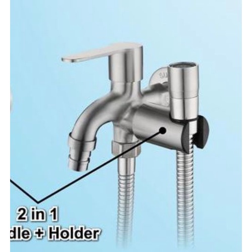VIP SS2238 304 Stainless Steel Two Way Faucet Tap With Bidet Hose ...
