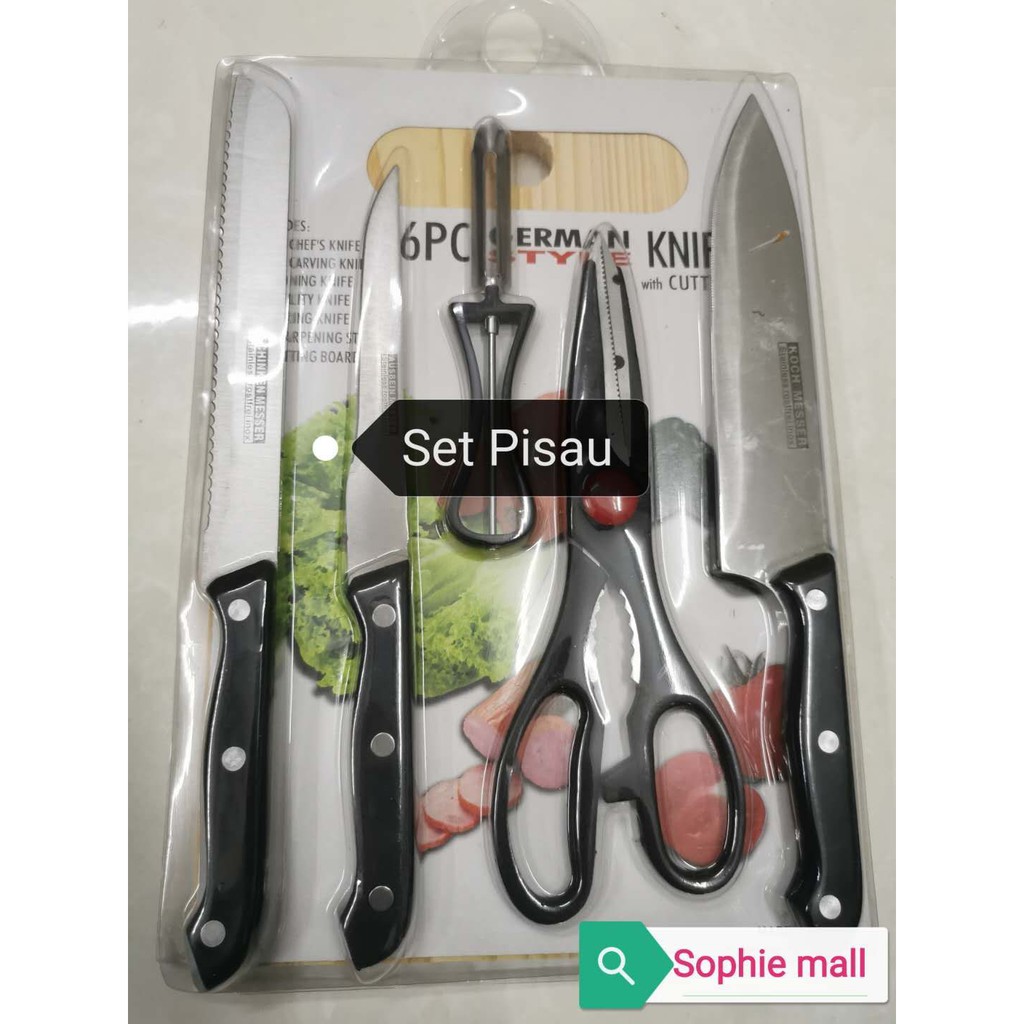(6pcs) German STYLE Knife Set with Cutting Board | Shopee Malaysia