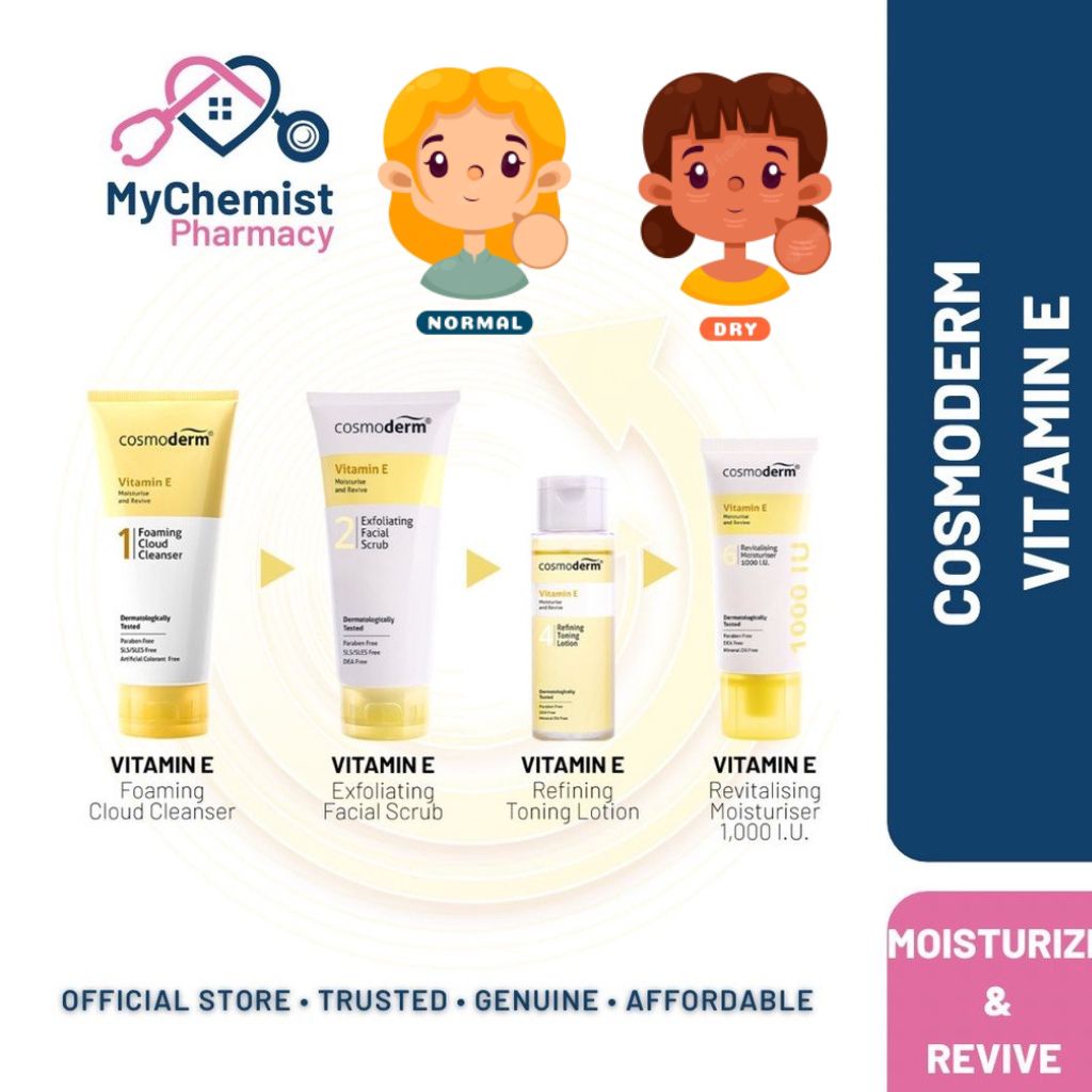 Cosmoderm Vitamin E Cleanser / Toner / Moisturiser (Masalah Kulit ...