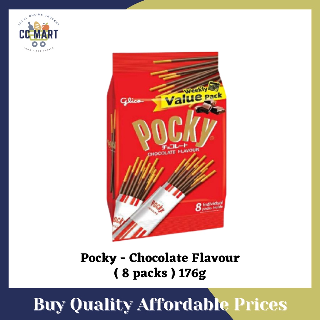 Pocky - Chocolate Flavour ( 8 packs inside ) 176g | Shopee Malaysia