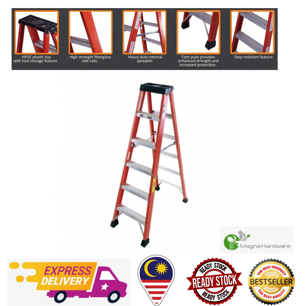 7 Steps Fiberglass Ladder - Single Side / Tangga Gentian Kaca | Shopee ...