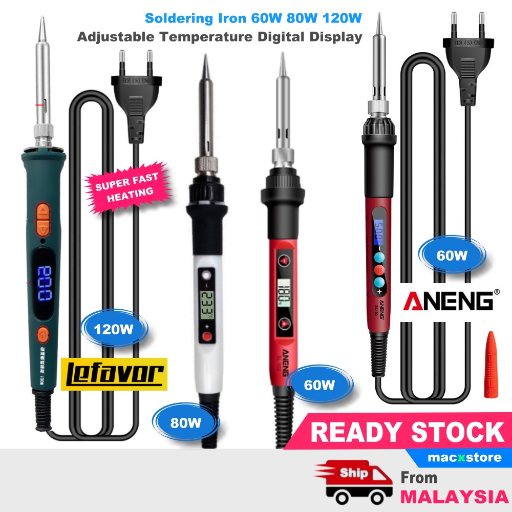 ANENG SL103 Soldering Iron 60W 80W 120W Adjustable Temperature Digital ...