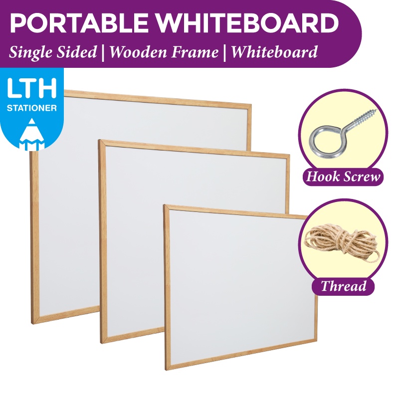 LTH Whiteboard Single Sided Wooden Frame Display Message Menu White ...