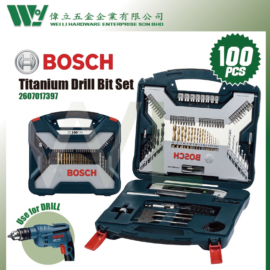 Bosch 100pcs Titanium X Line Drill Bit And Accessory Set 2607017397