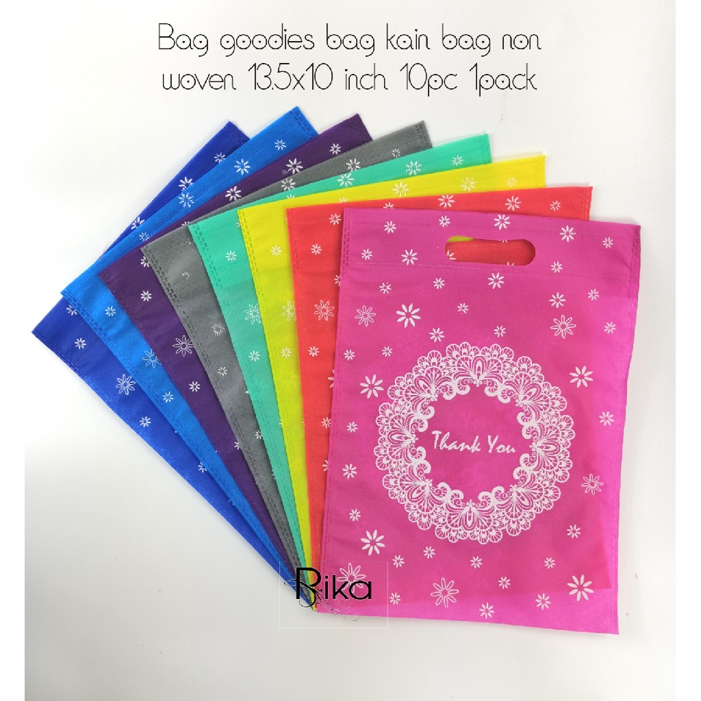 Bag goodies bag kain bag non woven 13.5x10inch 34x25cm 10pc 1pack ...