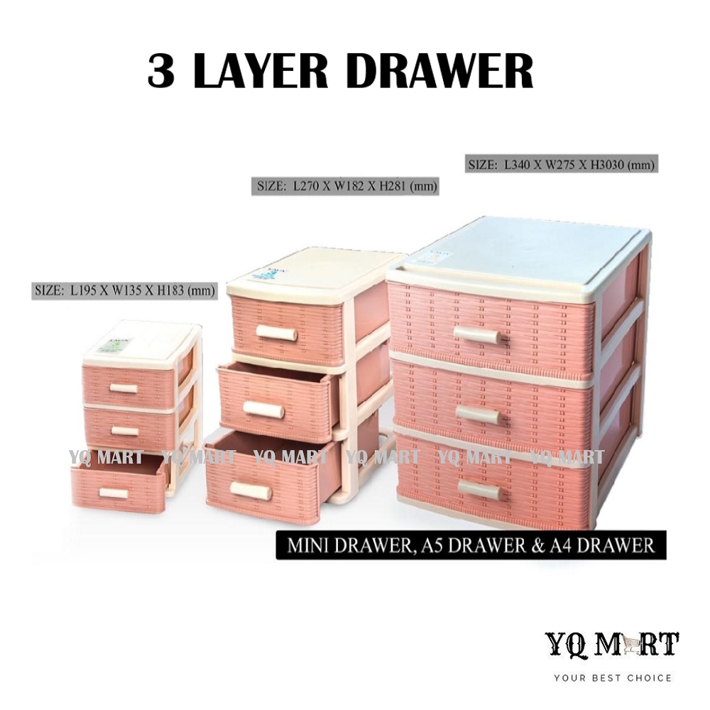 MINI DRAWER/ 3 LAYER DRAWER/ A5/A4 DRAWER/ STORAGE BOX | Shopee Malaysia