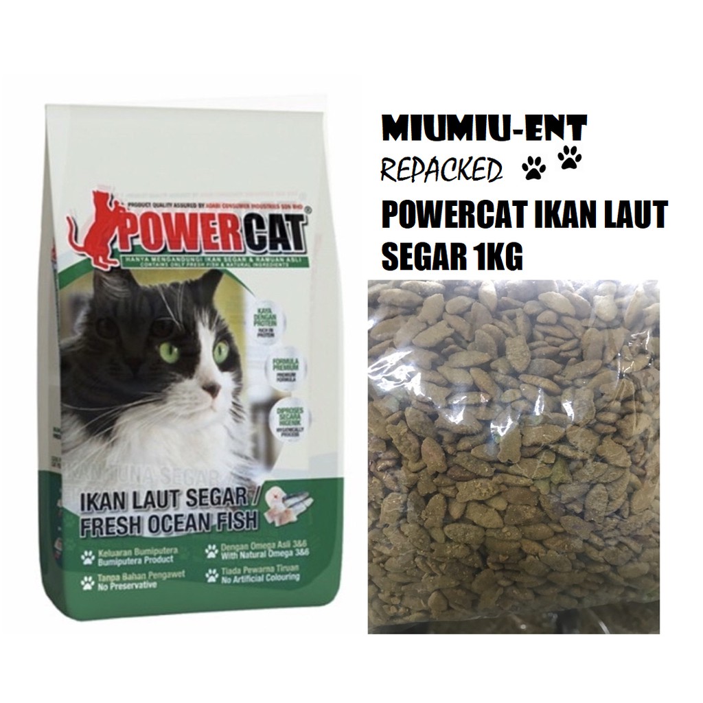 Repacked Powercat Adult Cat Food Ocean Fish 1kg / Repacked Power Cat ...